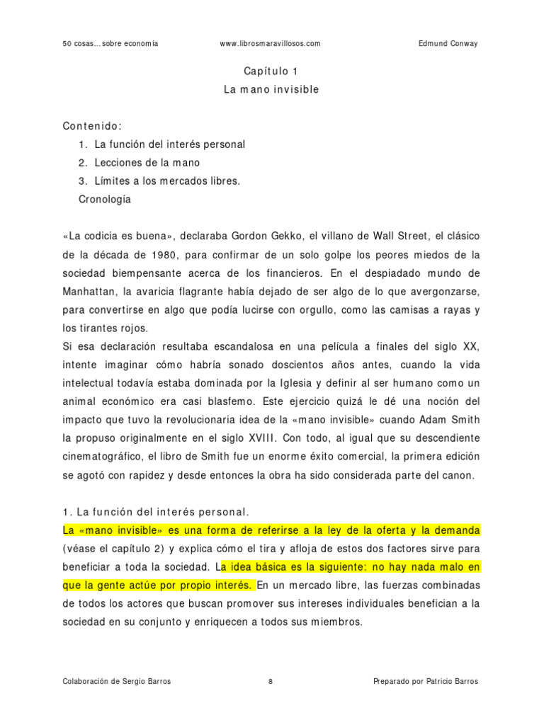 Lectura. La Mano Invisible Practica Tema 2 | PDF | Mercado libre | Sociedad Lectura. La Mano Invisible Practica Tema 2 | PDF | Mercado libre | Sociedad