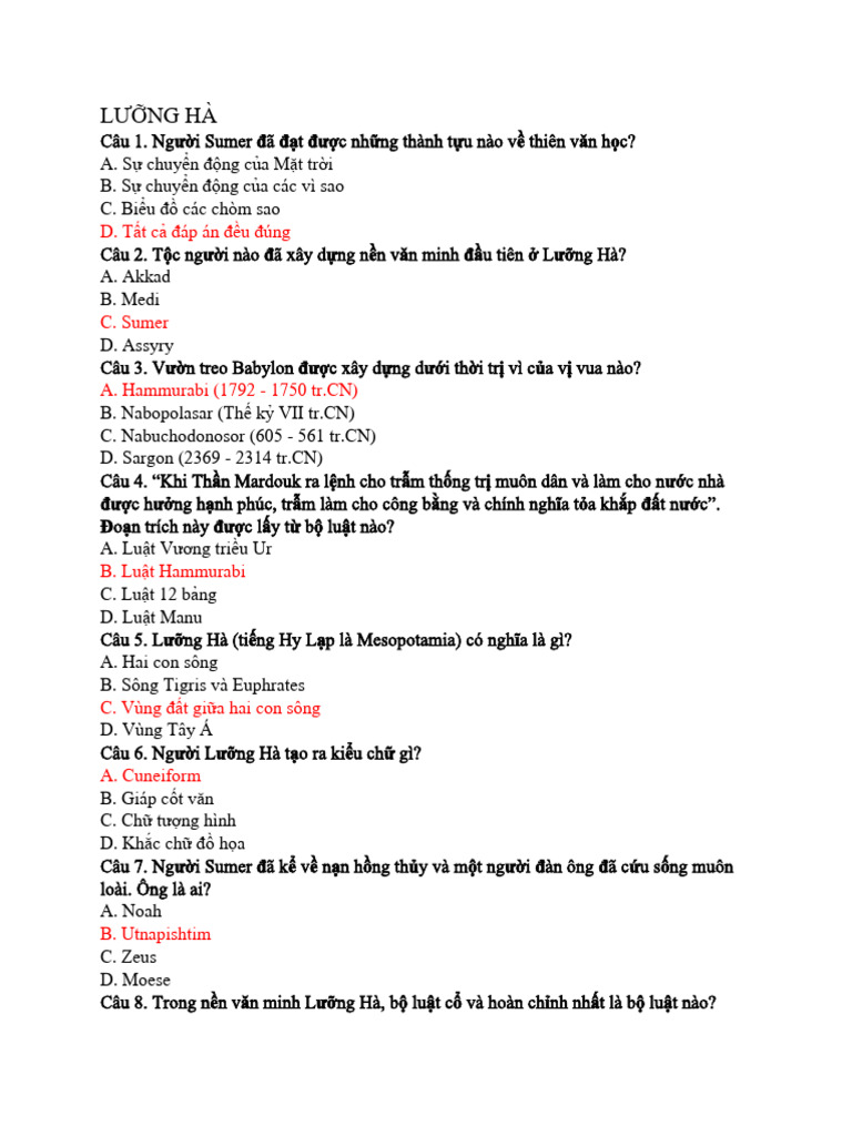 trắc nghiệm lsvmtg1 | PDF