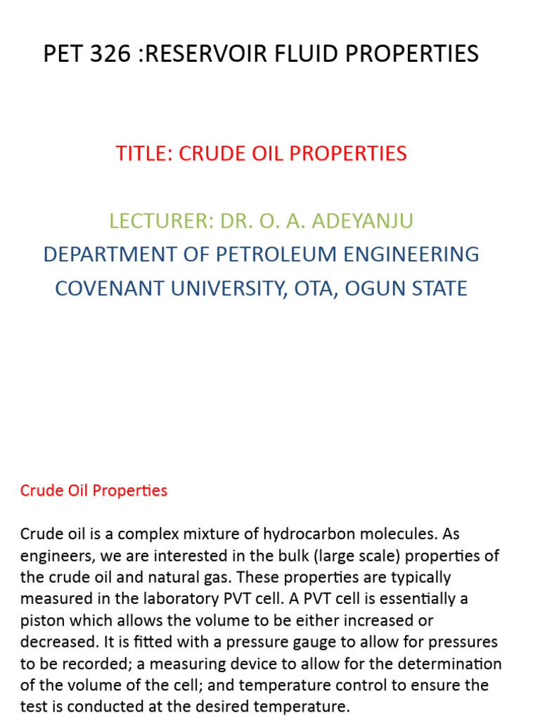 Crude Oil Properties Overview | PDF