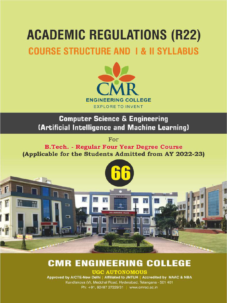 r22 Cse Aiml Course Structure Syllabus | PDF | Course Credit | Curriculum