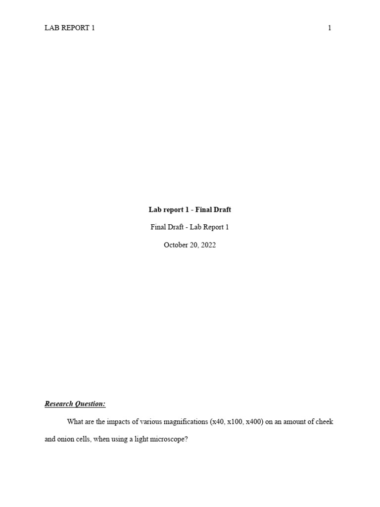 Lab Report 1 - IB Biology Cell Lab | PDF | Microscope | Physical Sciences