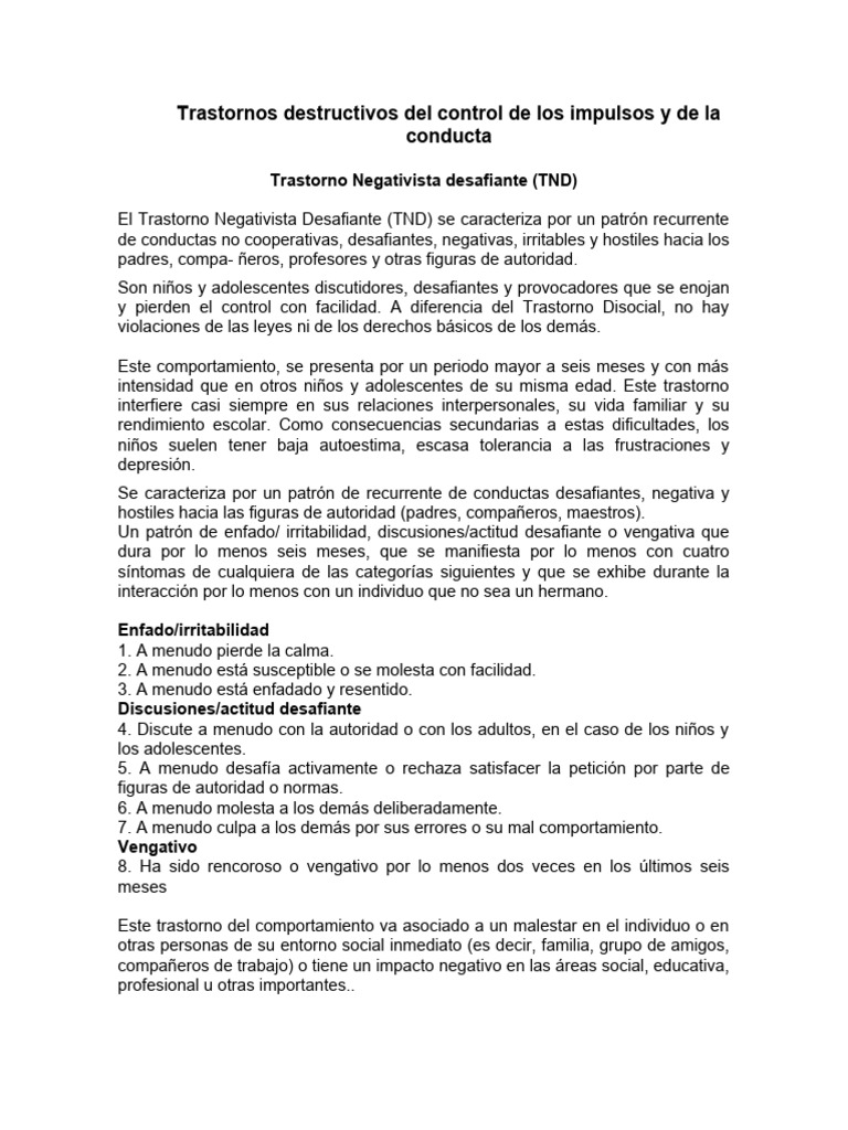 Oposicionista Desafiante | PDF | Desorden hiperactivo y deficit de atencion | Adolescencia
