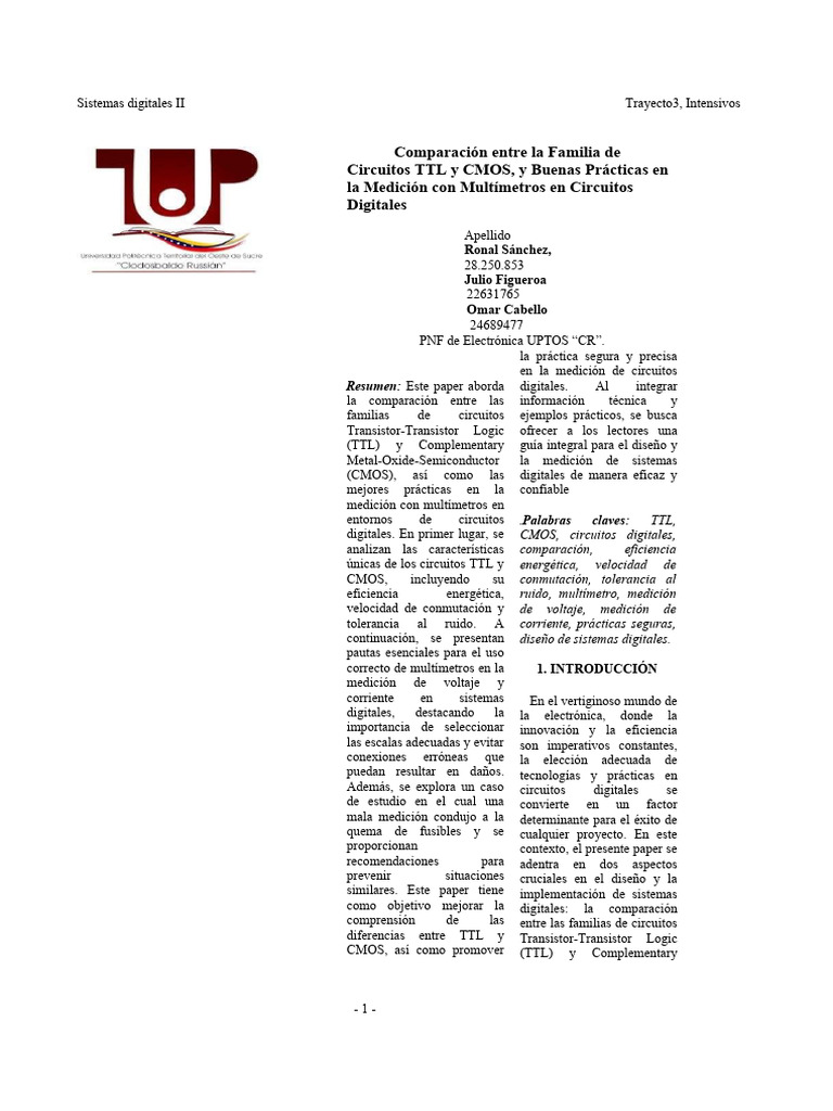 Comparación Entre La Familia de Circuitos TTL y CMOS, y Buenas ... Comparación Entre La Familia de Circuitos TTL y CMOS, y Buenas ...