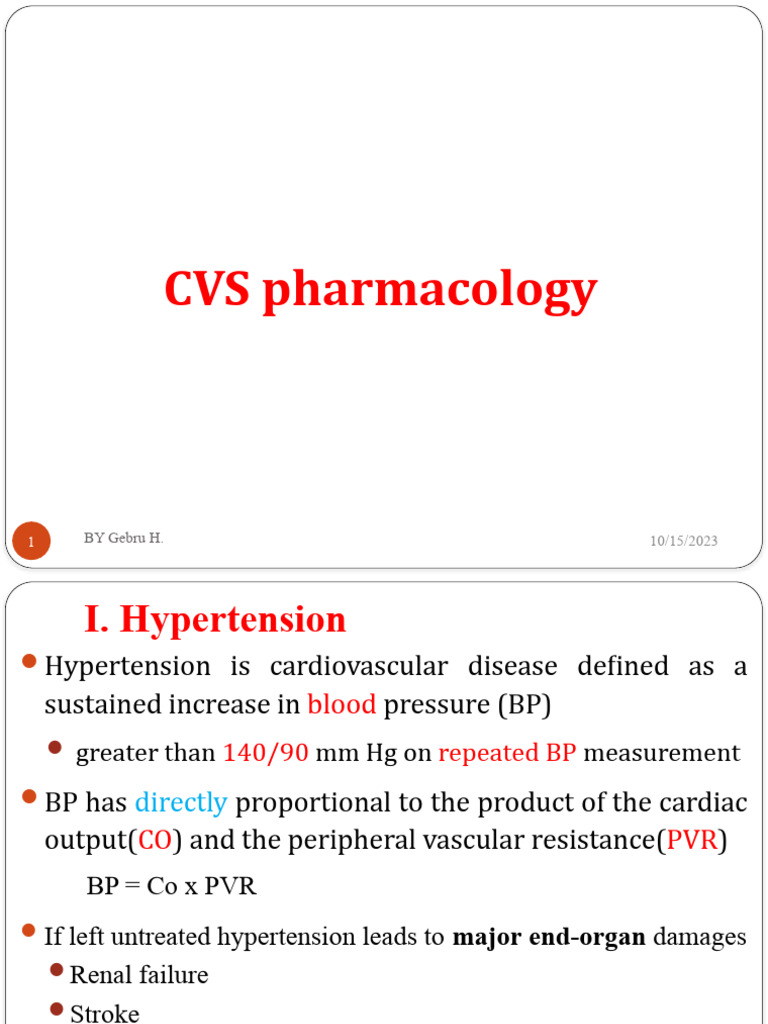 CVS Pharmacology M | PDF | Science & Mathematics