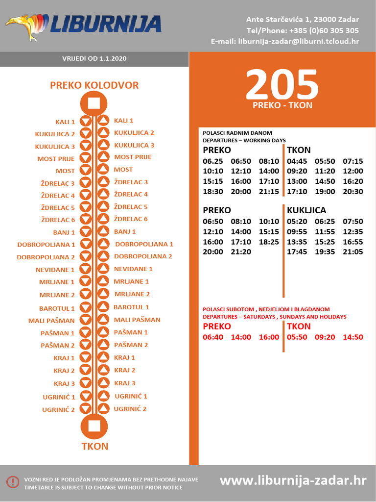 205 Linija Preko Tkon | PDF