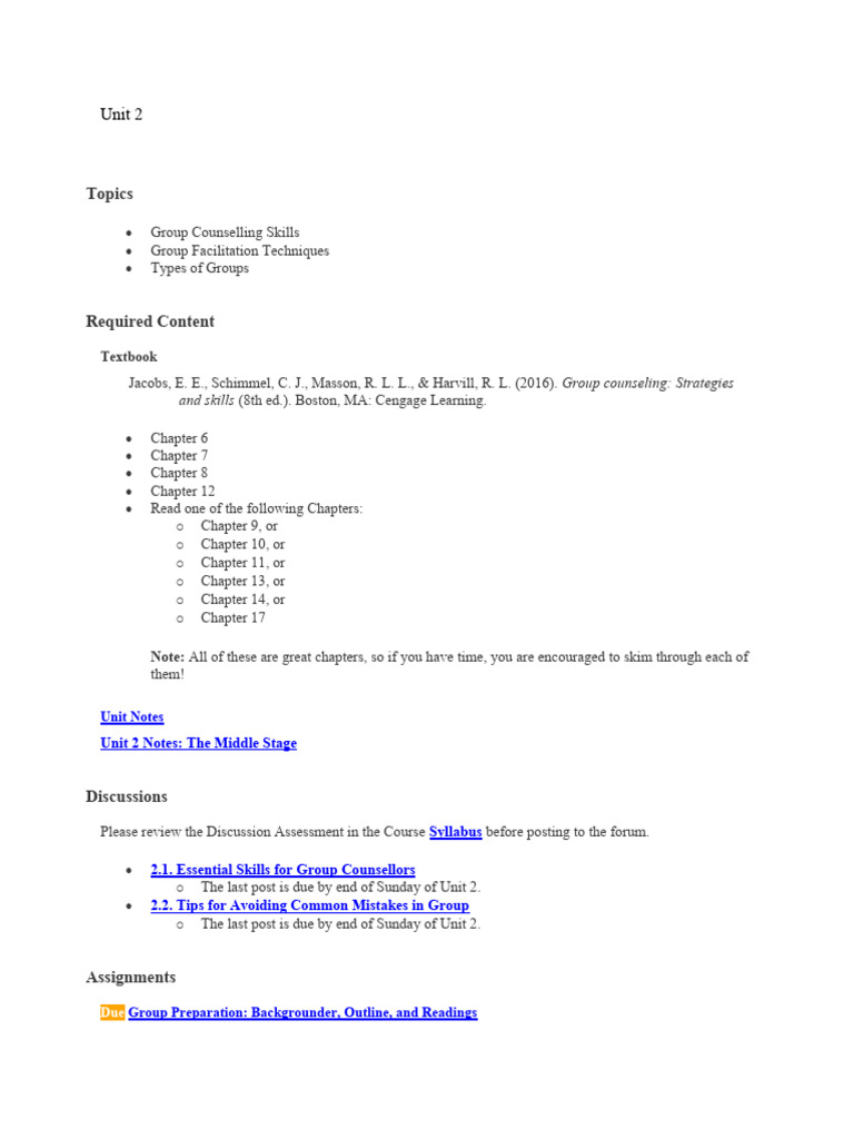 Unit 2: Group Counseling Skills Overview | PDF | Human Communication | Behavioural Sciences