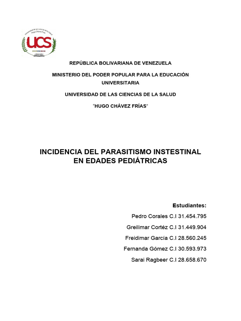 Parasitosis en La Salud Pediatrica-1 | PDF | Salud y bienestar