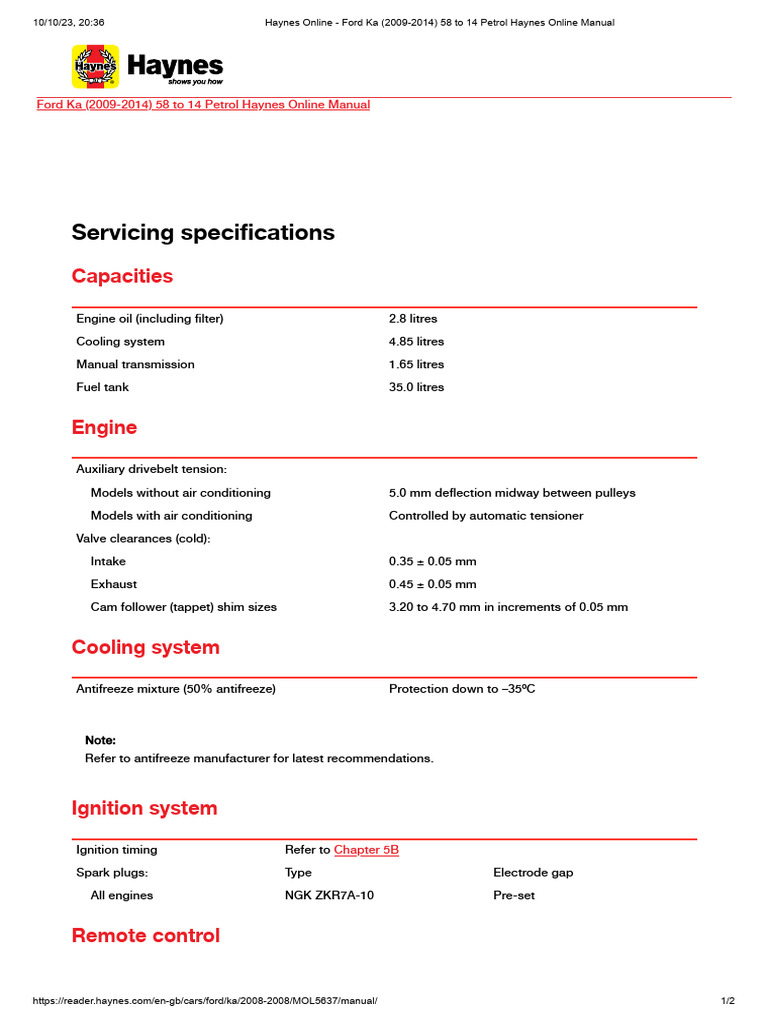 1-Servicing Specifications | PDF