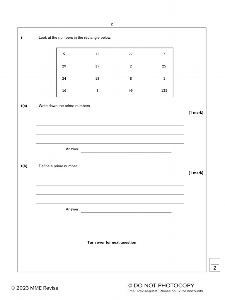 Prime Factor Trees Hcf Lcm Questions Mme Pdf