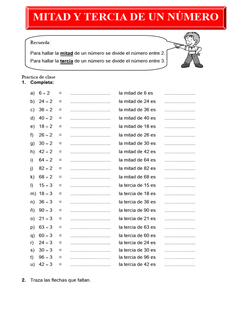 05 Set Set - Ficha - Mitad-y-Tercia-de-un-Numero | PDF