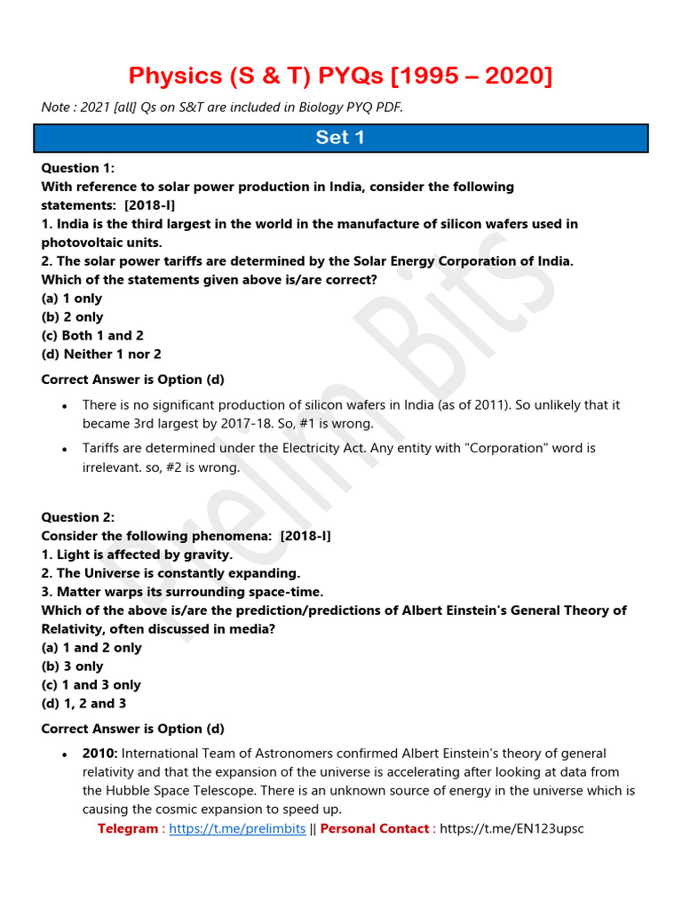 Physics All in One Notes PYQs (1990 - 2023) | PDF
