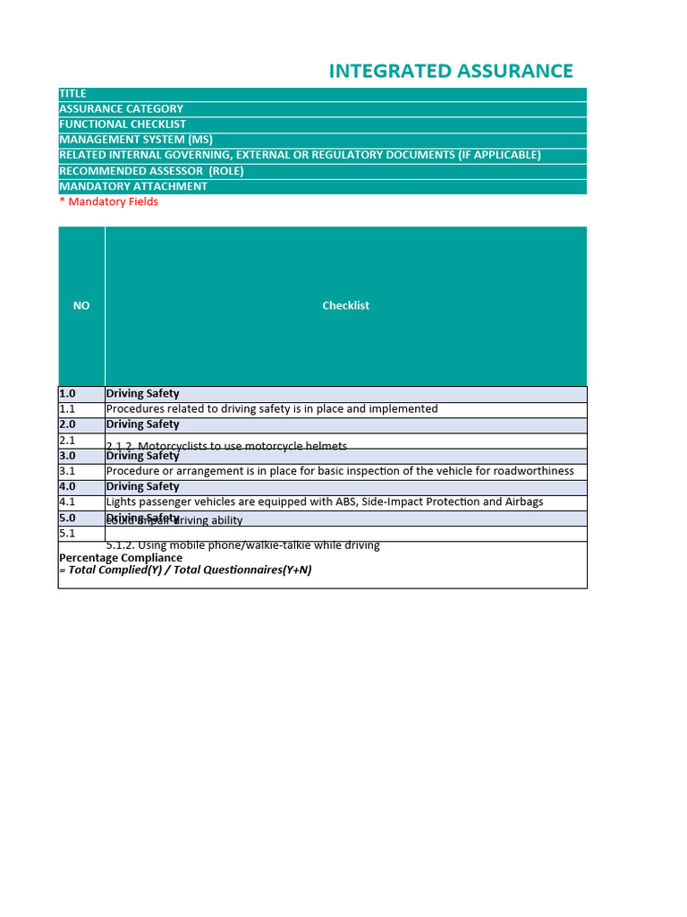 Copia de 5.FA-Checklist - MCF Gap Assessment Checklist - 4.10 - Driving ...