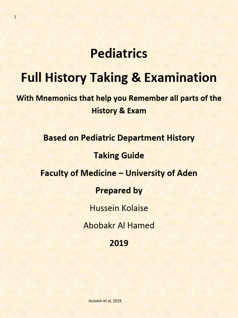 Pediatric History and Examination Guide | PDF | Physical Examination ...
