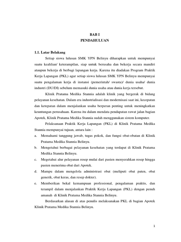 Contoh Bab 1 (Satu) | PDF