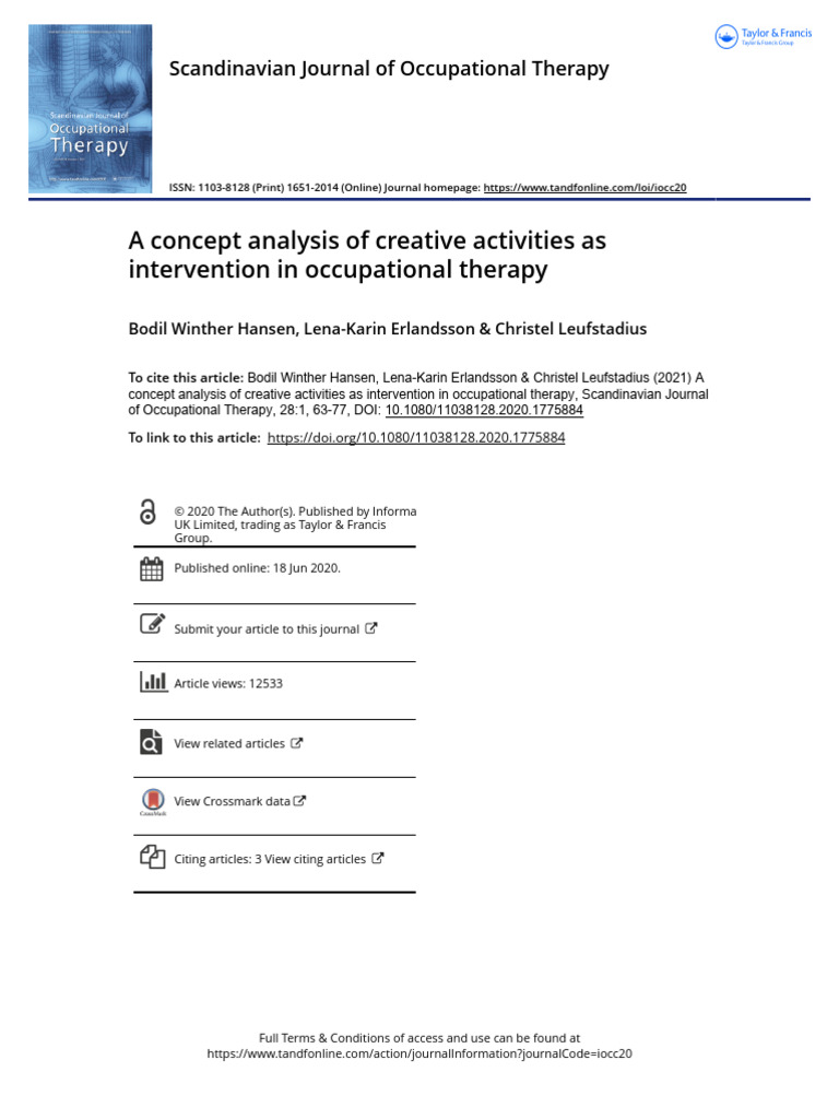 A Concept Analysis of Creative Activities As Intervention in Occupational Therapy | PDF ...