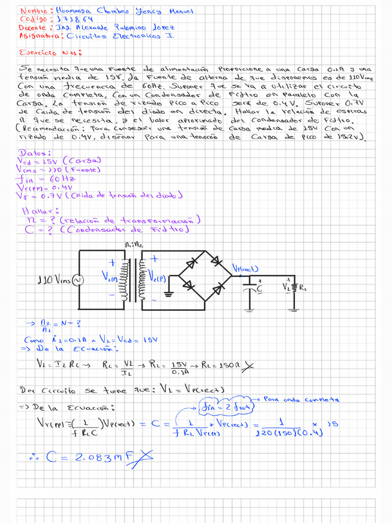 Ejercicios de Rectificador de Onda Completa | PDF
