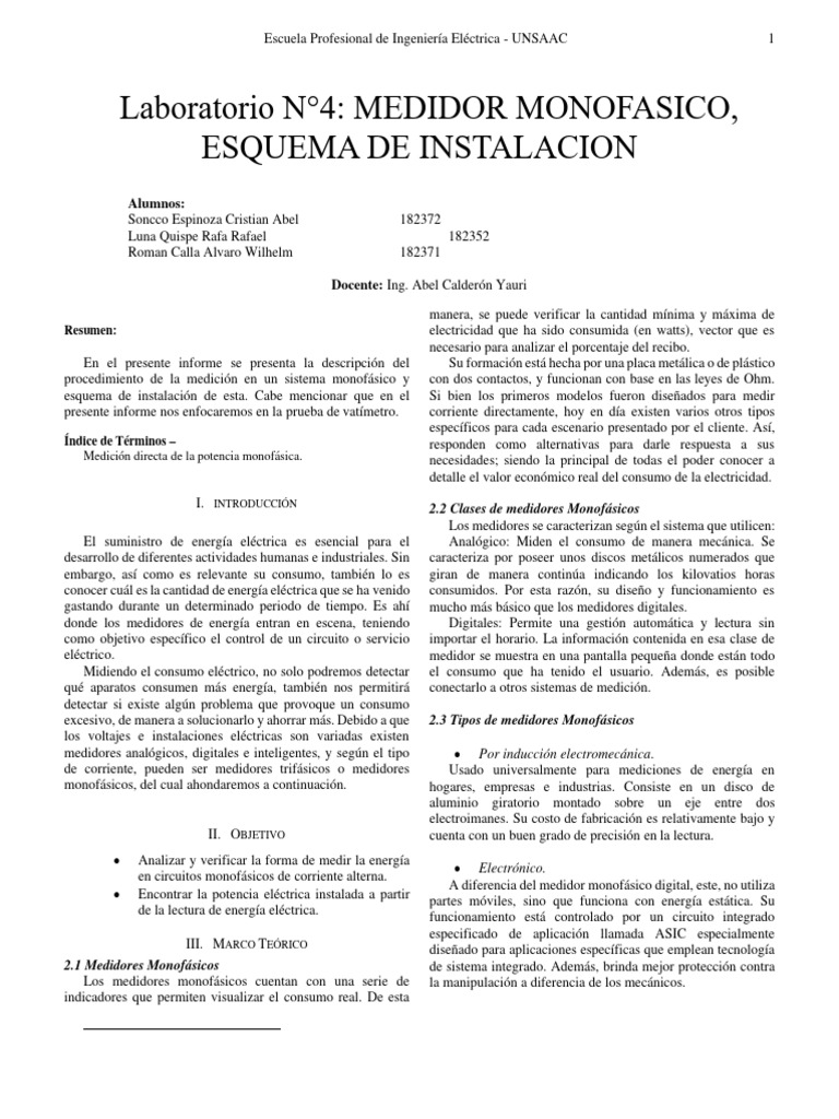 Lab #04 Medidor Monofasico | PDF