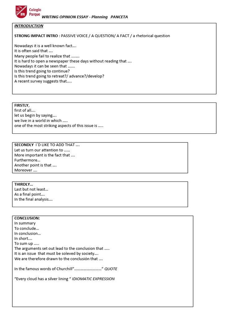 Opinion Essay Chuleta | PDF