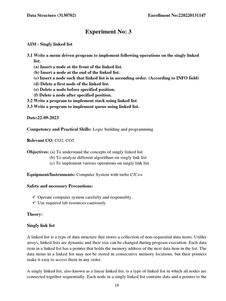 Data Structure LabManual GECP Manish Yadav345!33!67 | PDF | Queue (Abstract Data Type) | Pointer ...