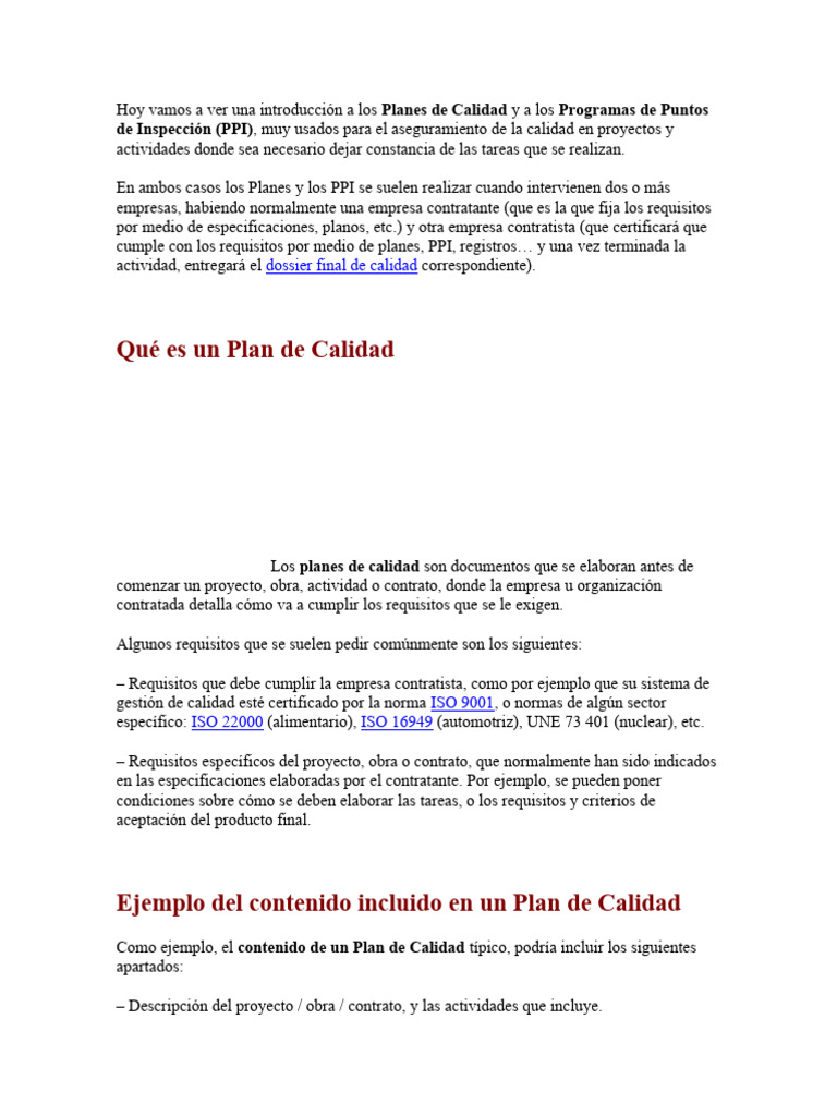 Hoy Vamos A Ver Una Introducción A Los Planes de Calidad y A Los Programas de Puntos de ...