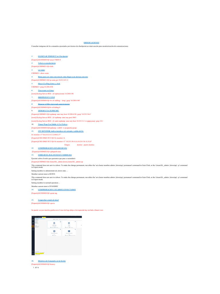 Comandos CLI Checkpoint y Linux | PDF