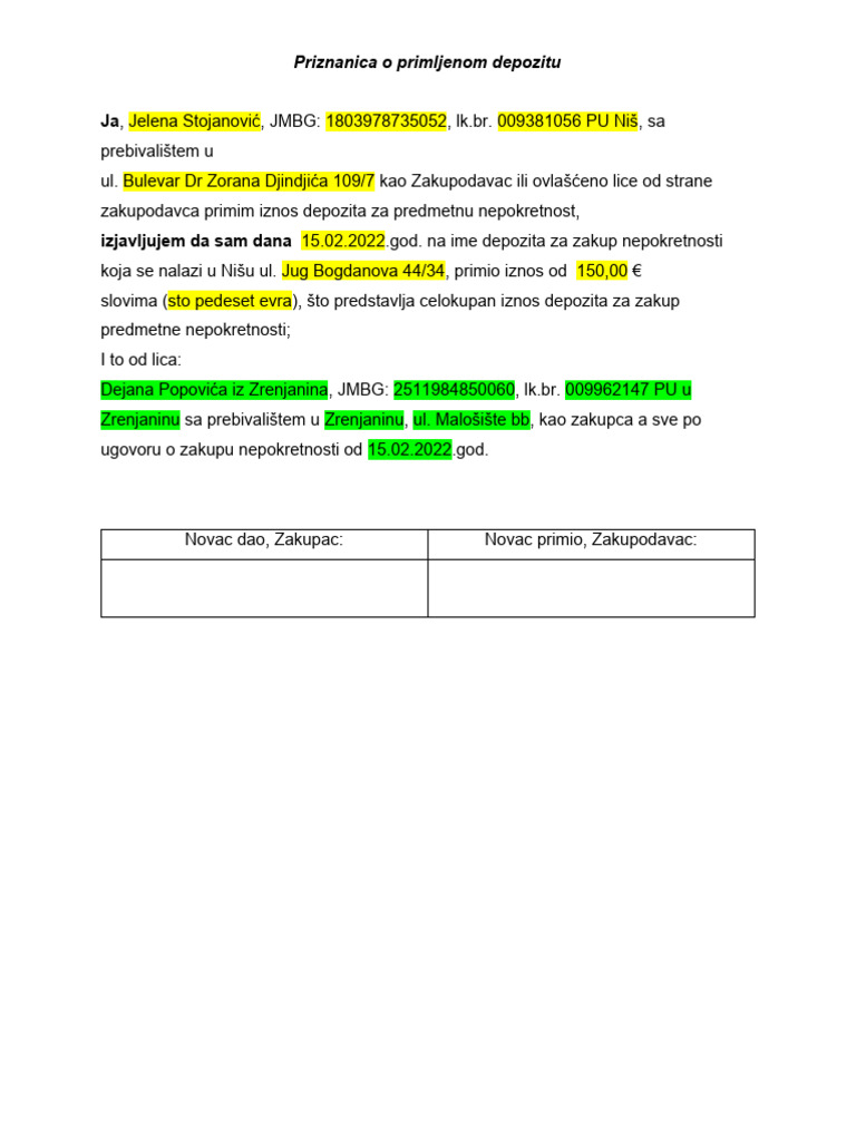 Priznanice Za Depozit - 1657004194 | PDF