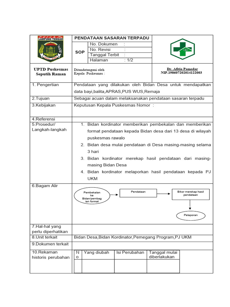 SOP PENDATAAN TERPADU D | PDF