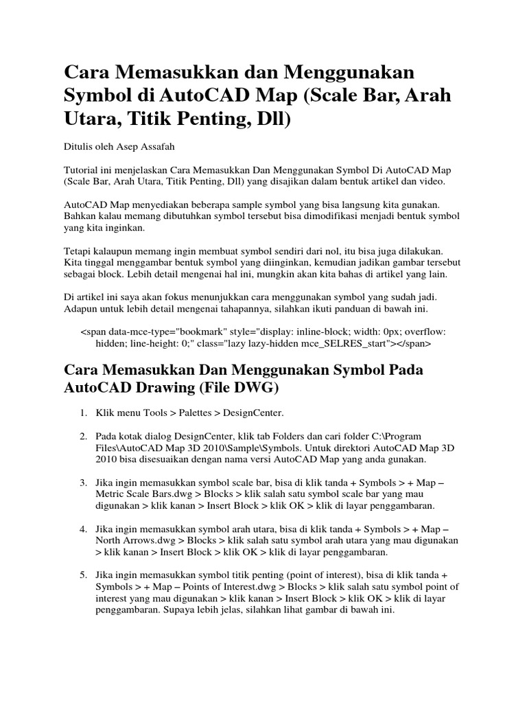 Cara Memasukkan Dan Menggunakan Symbol Di AutoCAD Map | PDF