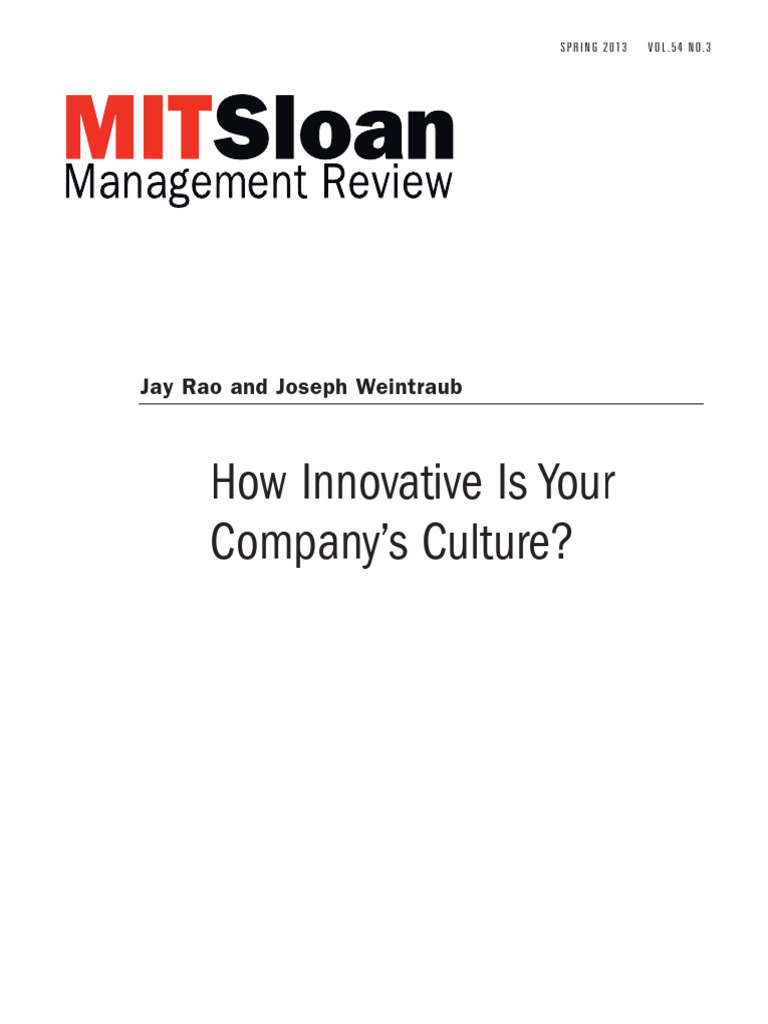 How Innovative Is Your Company's Culture - MIT Sloan - Jay Rao, Joseph ...