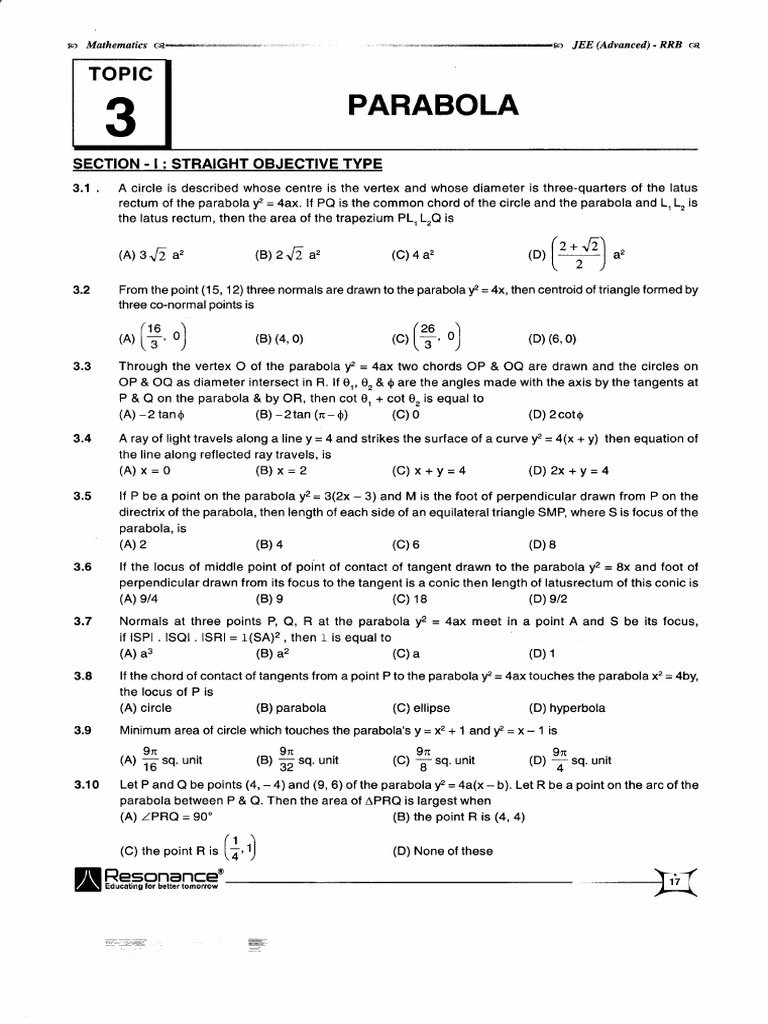 Chapter 3 Parabola | PDF