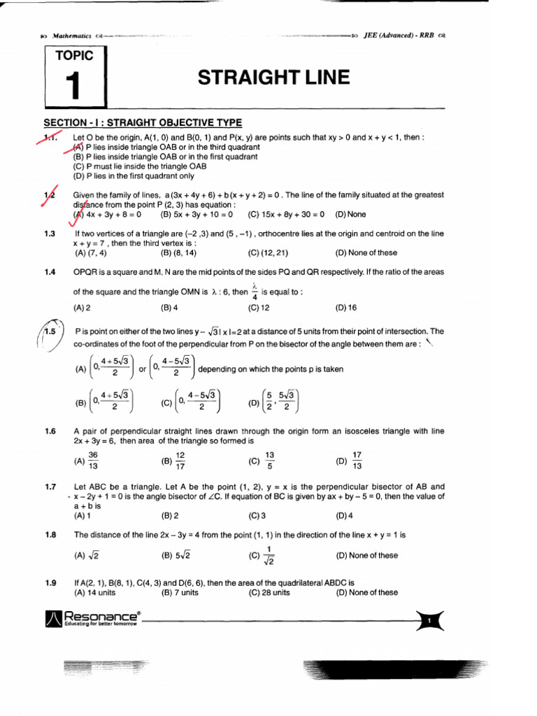 Chapter 1 Straight Line | PDF