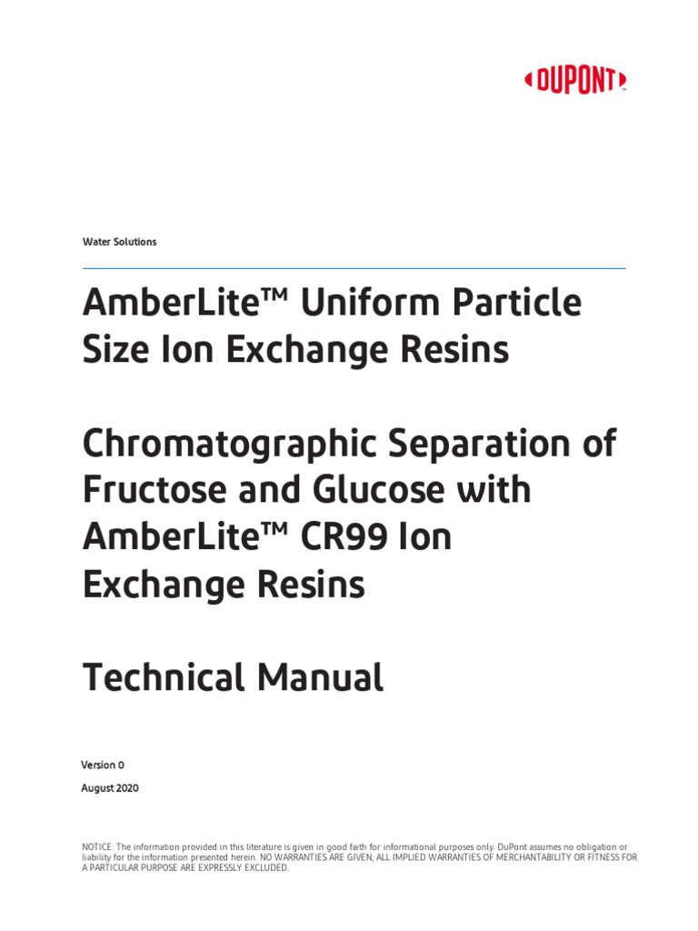 IER AmberLite Separation Fructose Glucose Manual 45 D02252 en | PDF ...