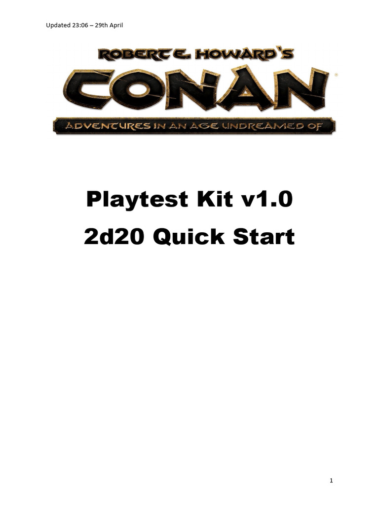 Conan - Playtest Kit v1.0 - 2d20 Quickstart Rules | PDF