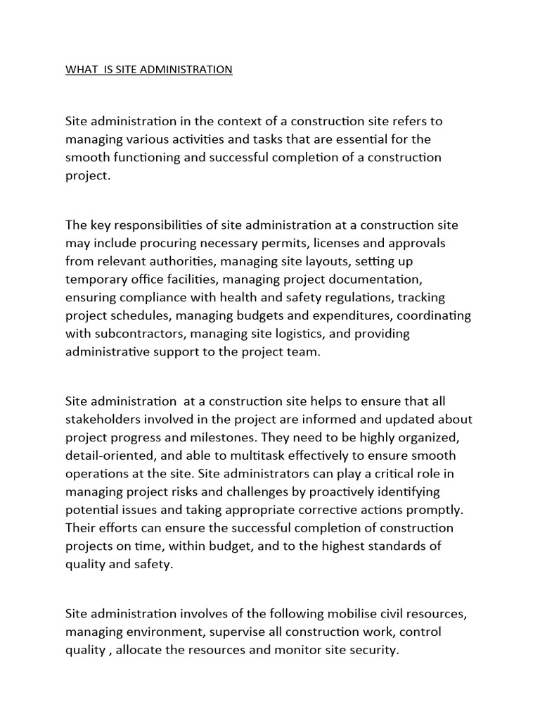 Site Administration in Construction Projects | PDF | Art | Computers