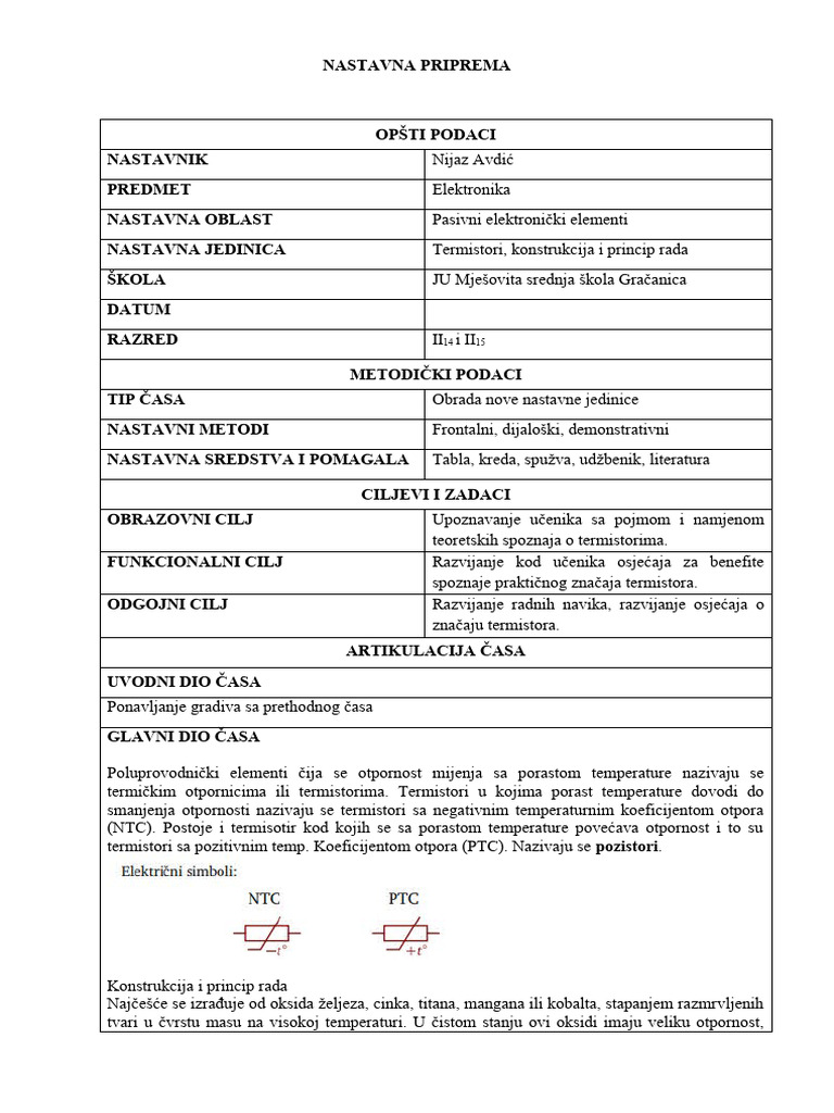 Čas - Termistori, Konstrukcija I Princip Rada | PDF