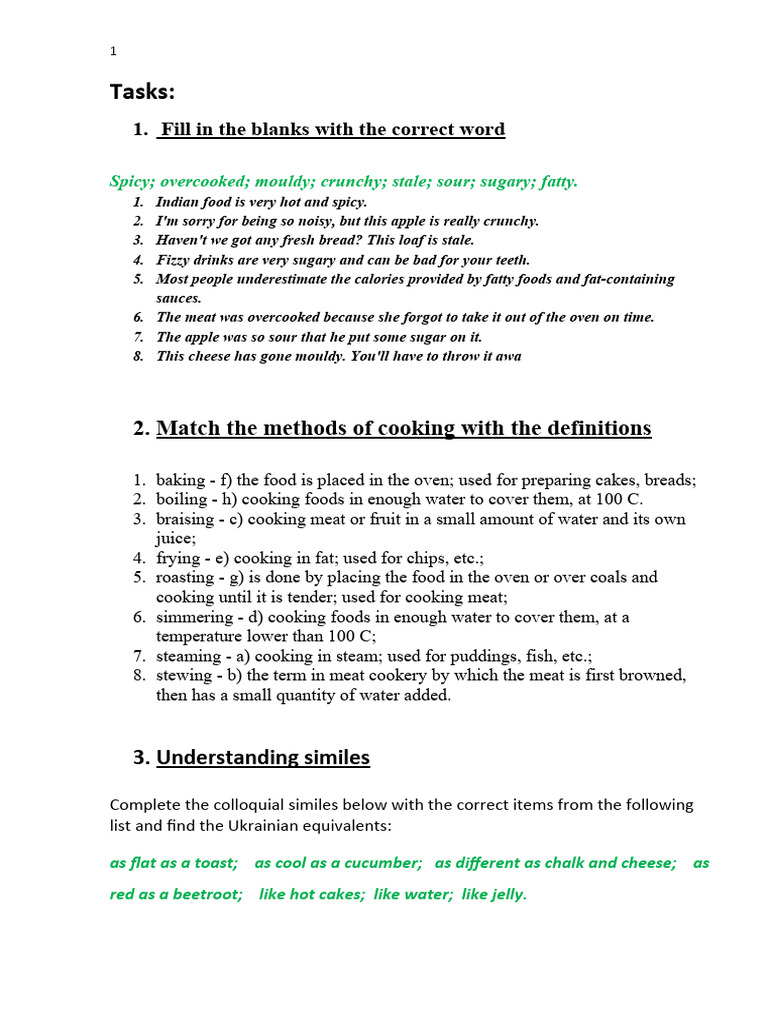 Food (Exercises+dialogue) | PDF