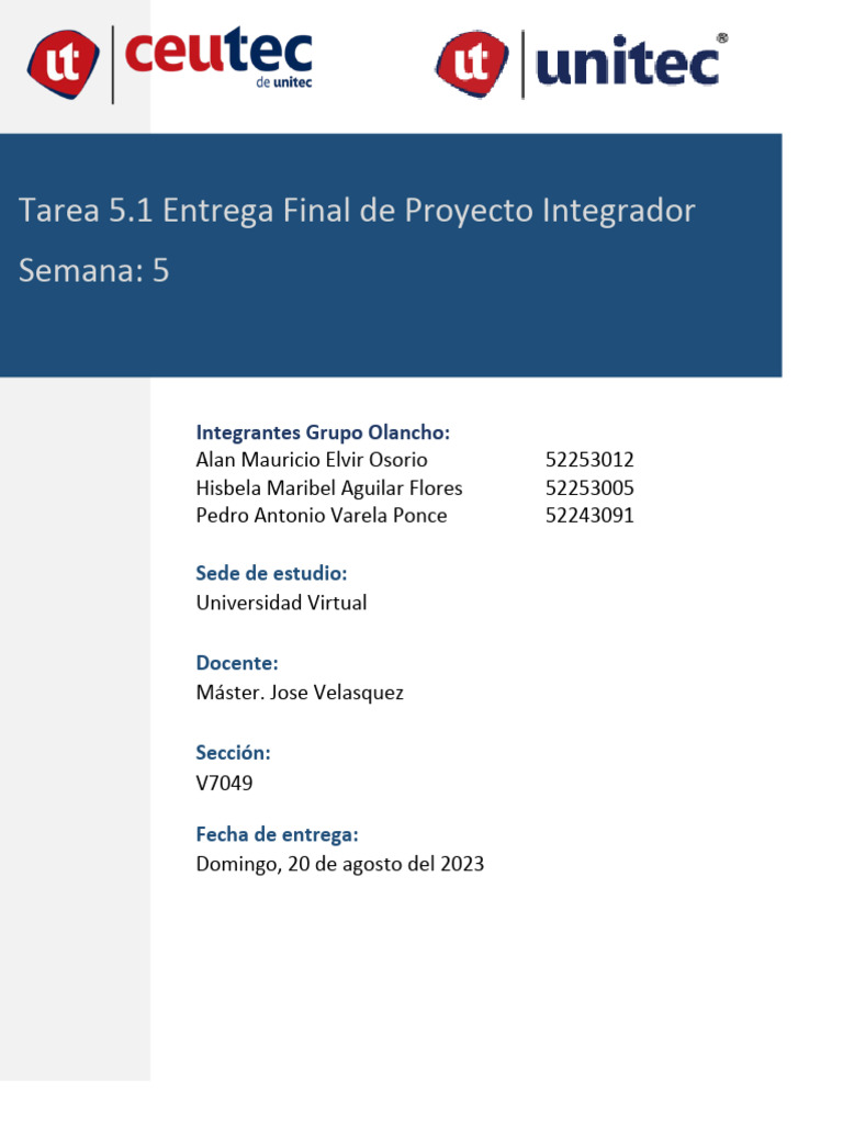 Entrega Final de Proyecto Semana 5 | PDF