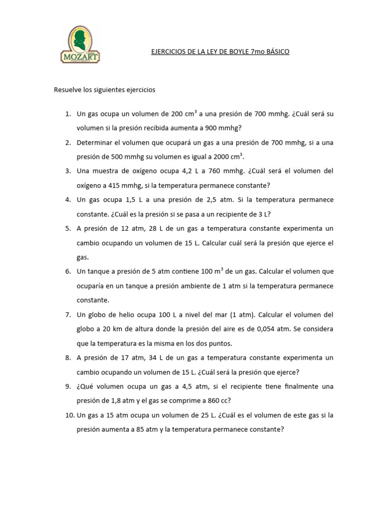 Ejercicios de La Ley de Boyle | PDF