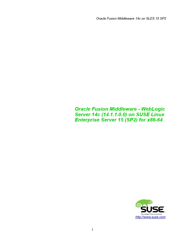Oracle Weblogicserver 14c On Sles15 Sp2 Pdf Computer Engineering Computer Science 1354