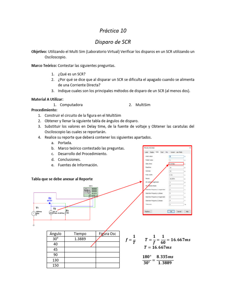 Práctica 10 Disparo SCR | PDF | Ingenieria Eléctrica | Electricidad