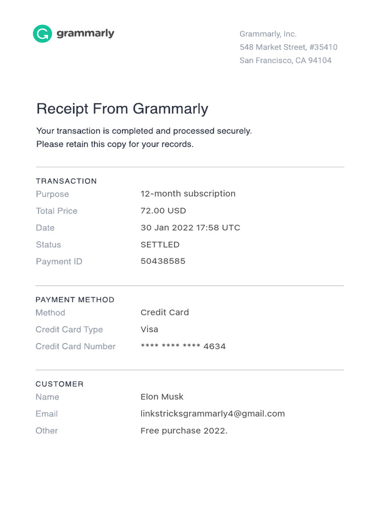 Elon Musk Receipt | PDF