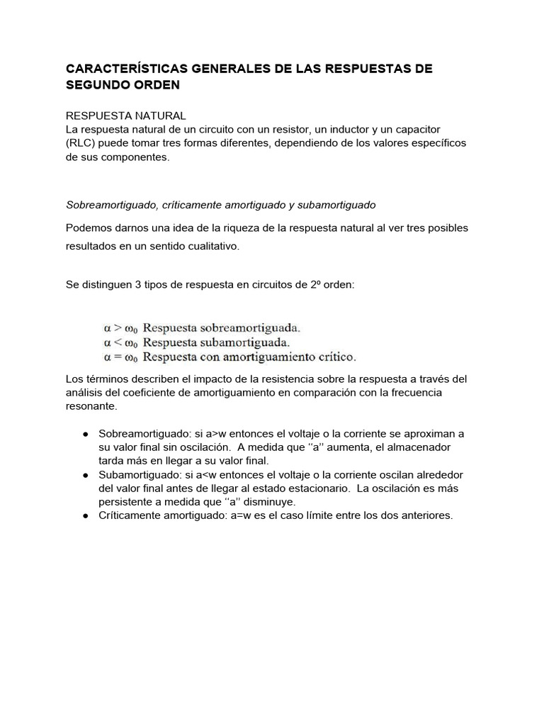 Características Generales de Las Respuestas de Segundo Orden | PDF Características Generales de Las Respuestas de Segundo Orden | PDF