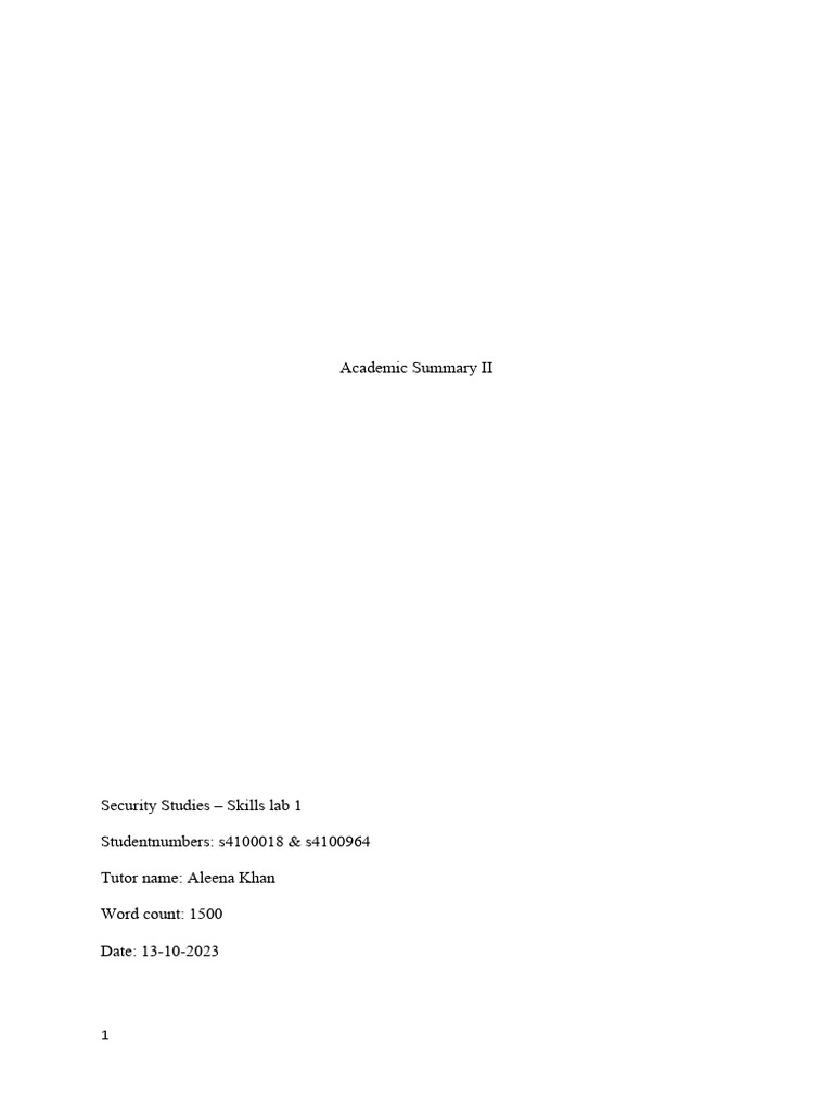 Academic Summary II Final | PDF