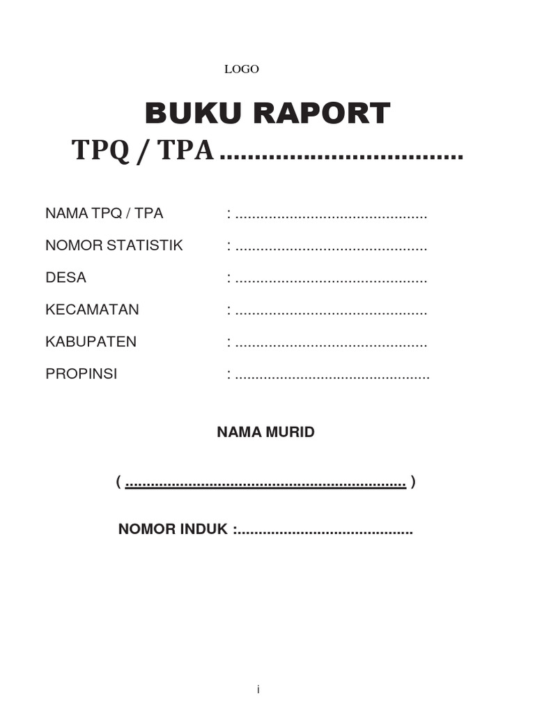 Buku Raport TPQ Tpa Miftahut Tholibin - Compress | PDF
