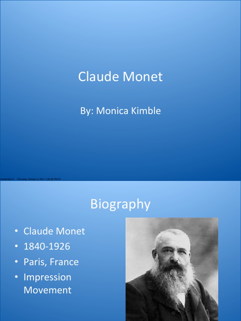 Claude Monet: By: Monica Kimble | PDF | History | Mystery, Thriller ...