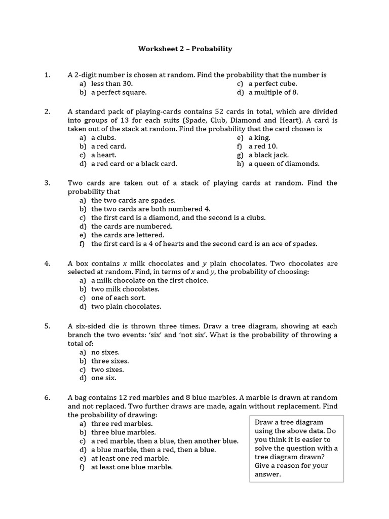 Worksheet 2 - Probability | PDF | Probability | Gaming