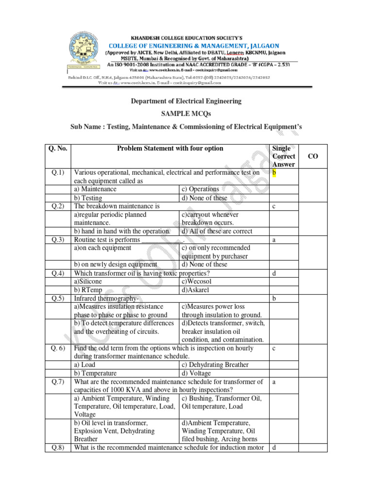 TMCEE Sample MCQ | PDF
