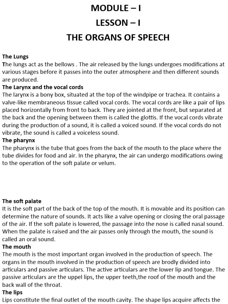2 Organs of Speech & Speech Mechanism | PDF | Anatomy | Respiratory System