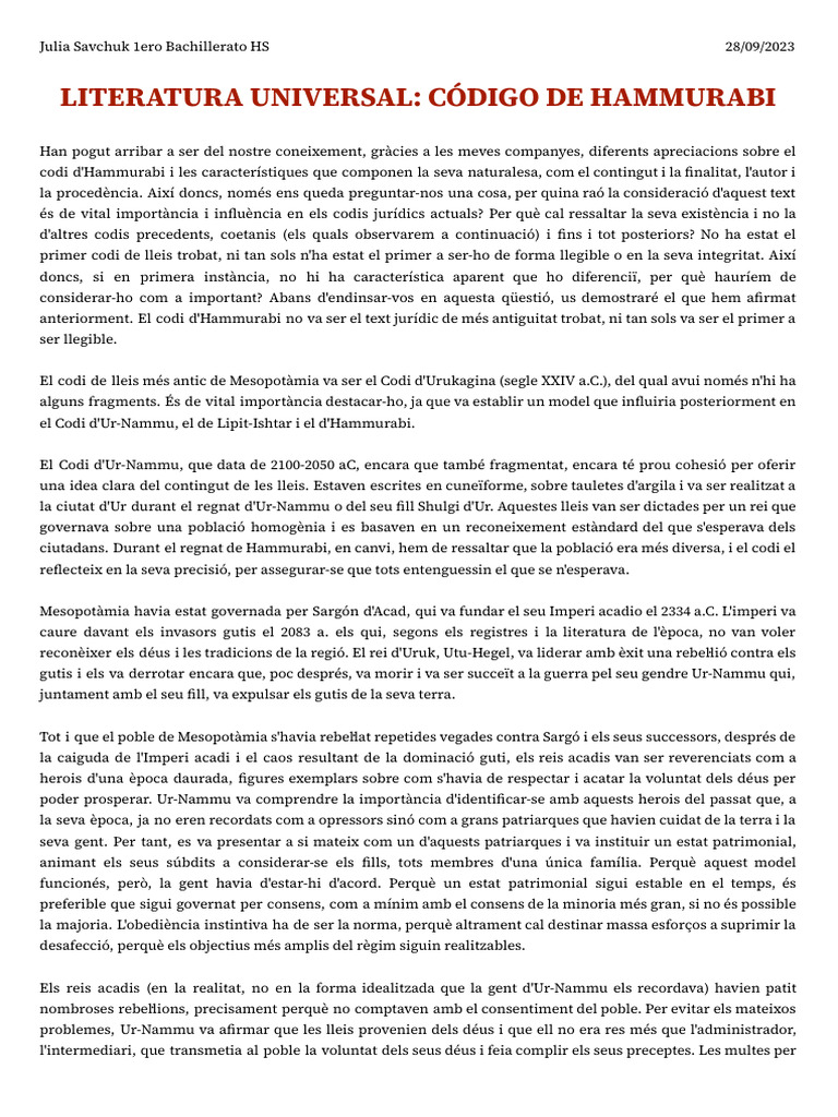 Código de Hammurabi | PDF