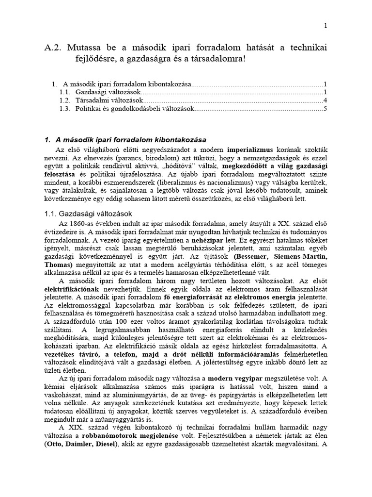 A Masodik Ipari Forradalom | PDF
